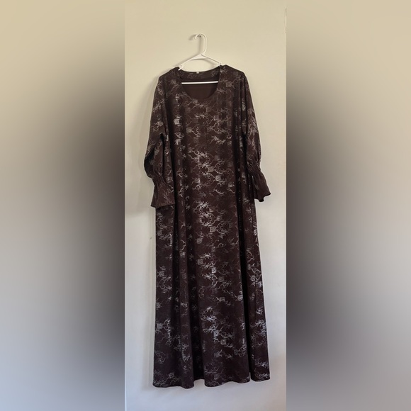 Dresses | Elegant Brown Patterned Dress Modest Muslim Abaya | Poshmark